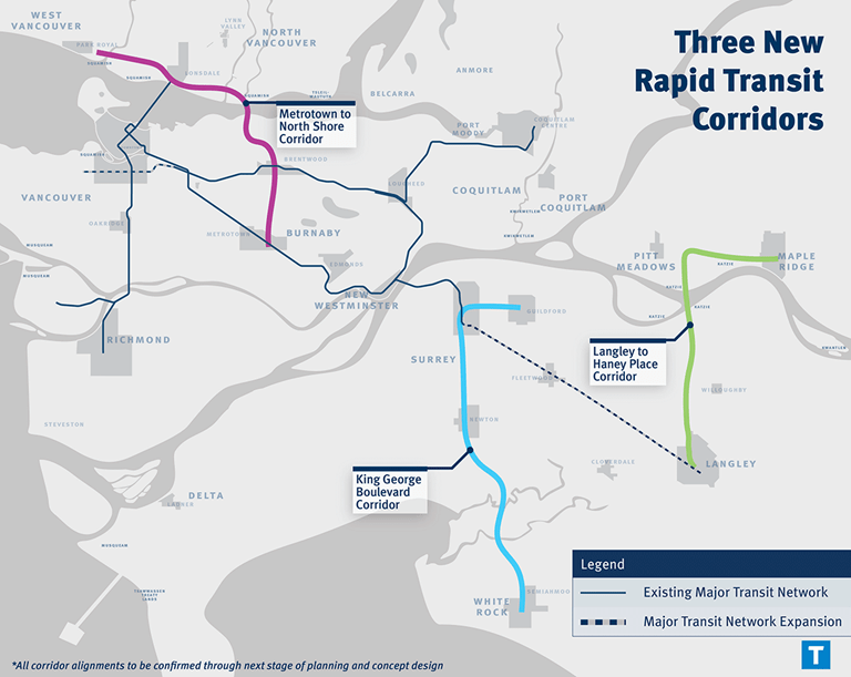 Three new rapid transit corridors for Metro Vancouver | TransLink
